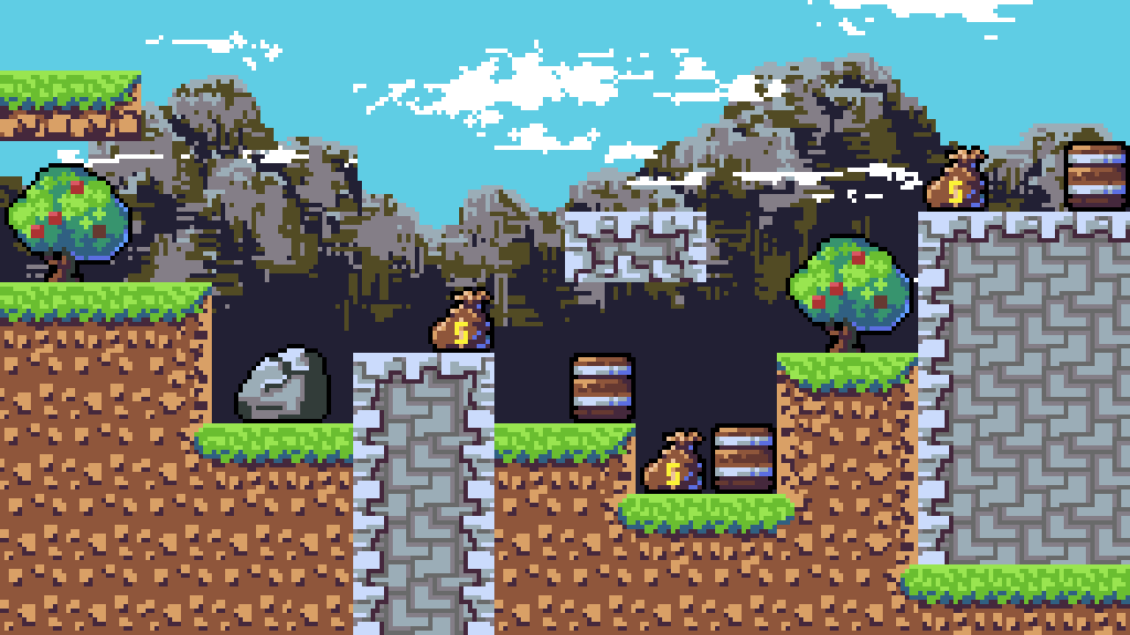 Generic Platformer Tileset (16x16) + Background | Liberated Pixel Cup